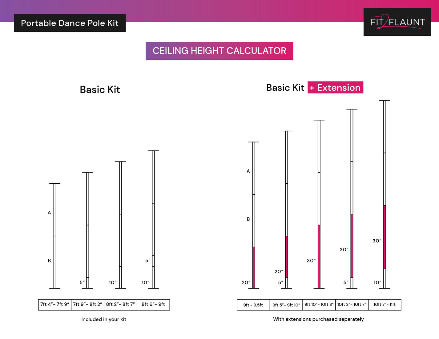 Fit 2 Flaunt Pink Silicone Portable Dance Pole Kit – Fit2FlauntStore